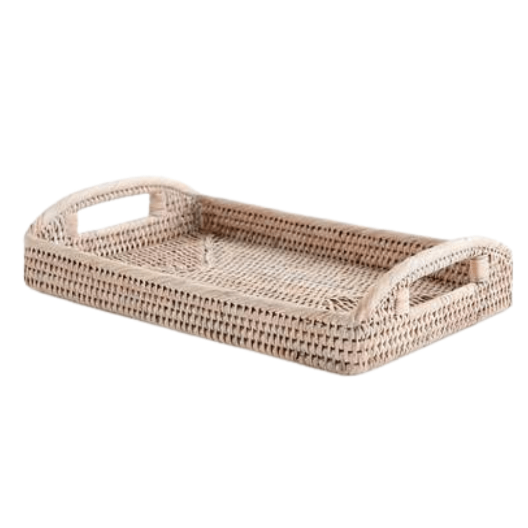 Cane Tray White Wash Small